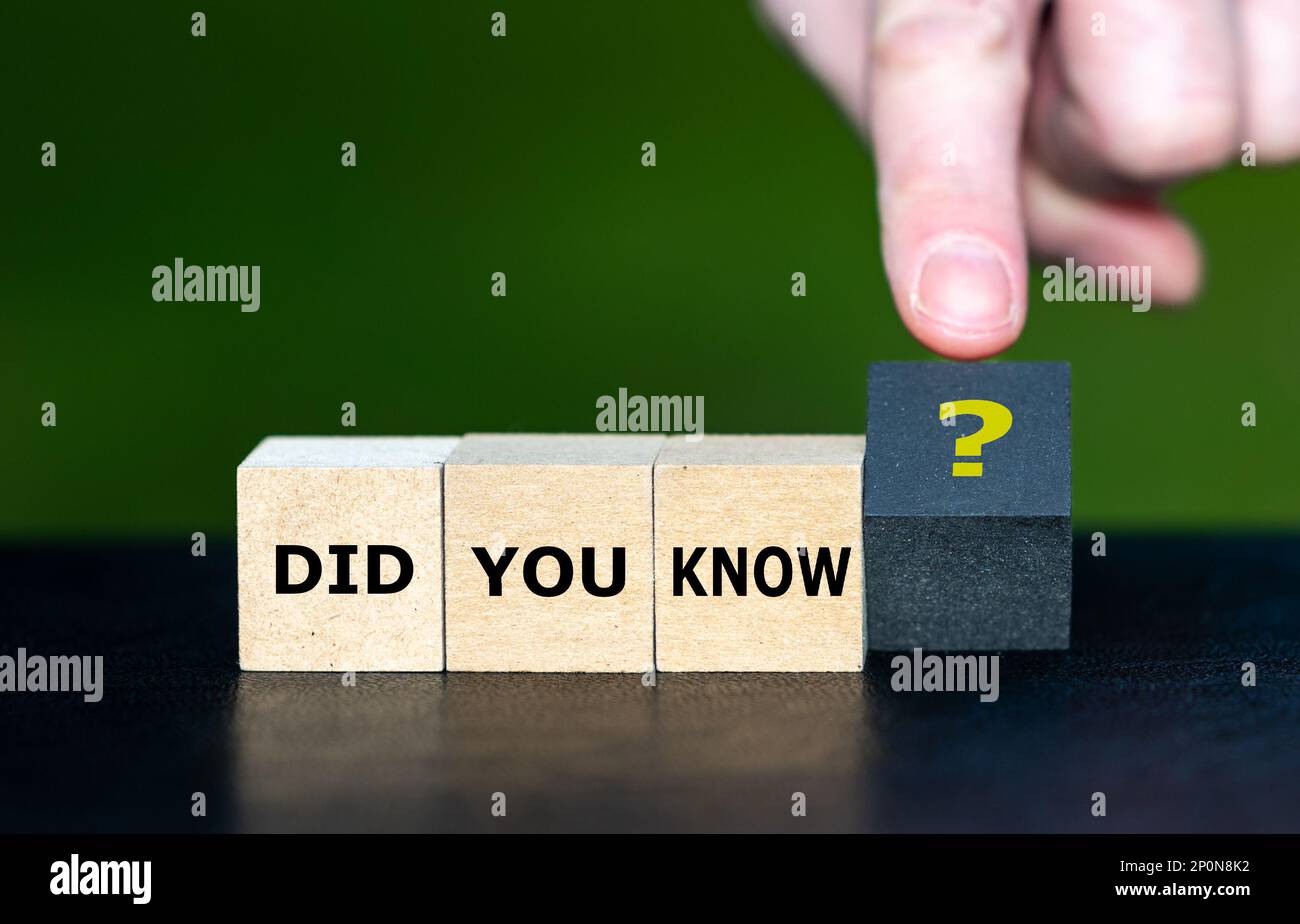 Wooden cubes form the question 'did you know?' Stock Photo - Alamy