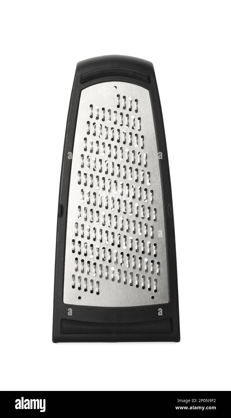 Stainless steel grater on white background. Kitchen utensil Stock Photo ...