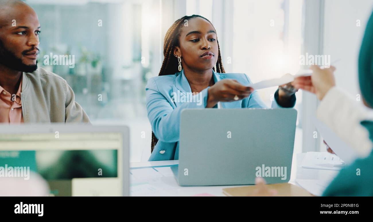Business meeting, diversity team and people talking, planning and ...