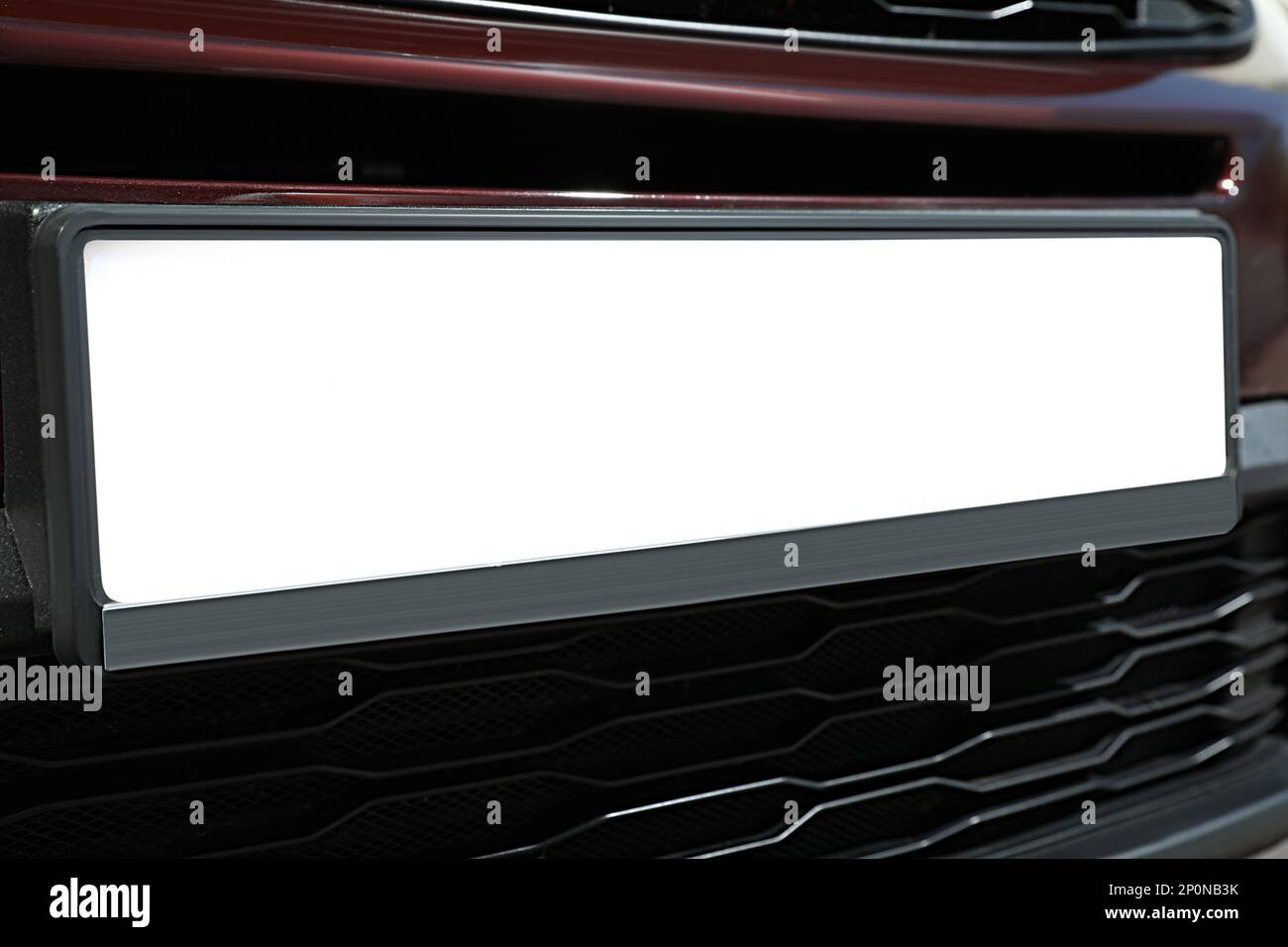 Car with vehicle registration plate, closeup. Mockup for design Stock ...