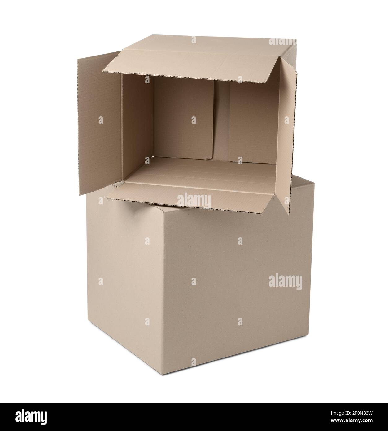 Two different cardboard boxes on white background Stock Photo - Alamy
