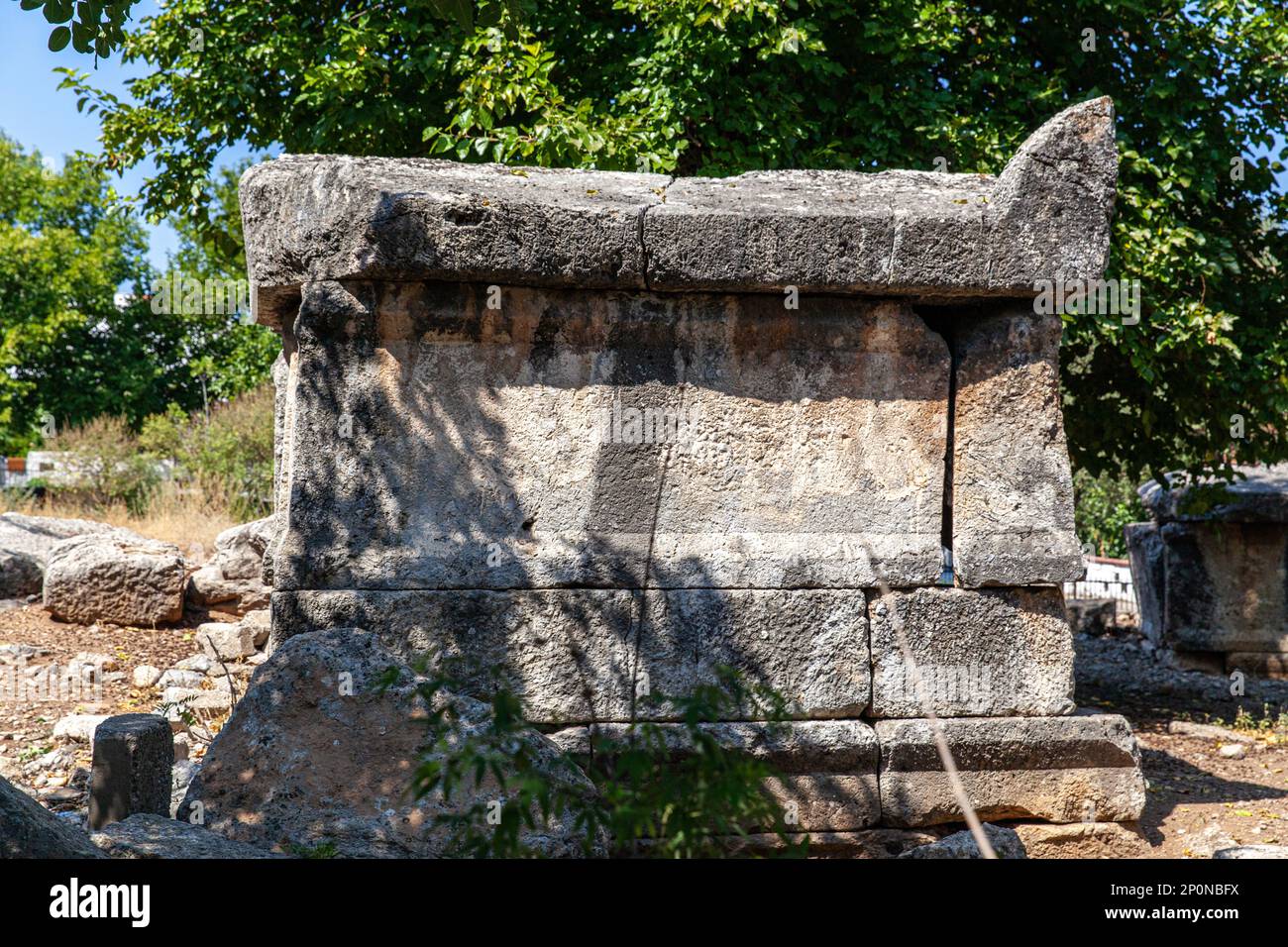 Ancient rock tombs and sarcophagi in Telmessos city, Fethiye, Mugla ...