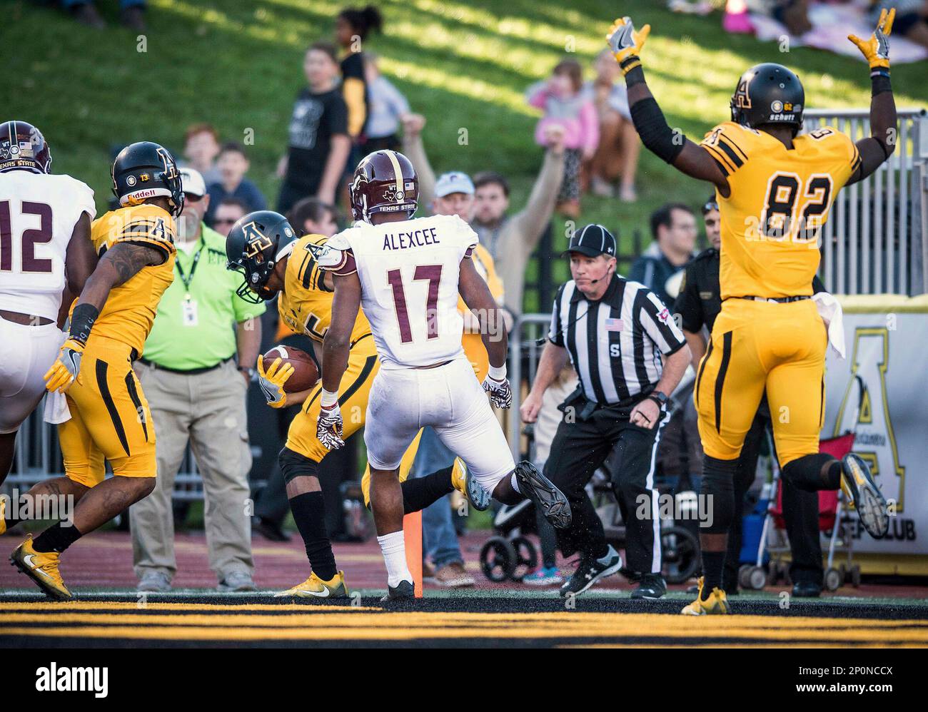 Appalachian State wide receiver Mock Adams (15) scores a touchdown ...