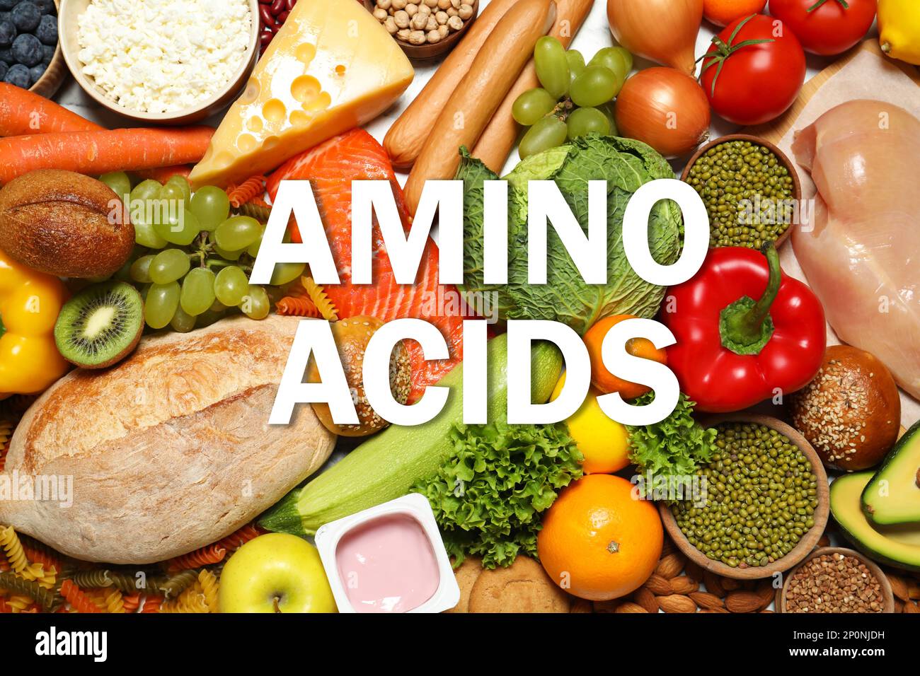 Different organic products, top view. Sources of essential amino acids ...