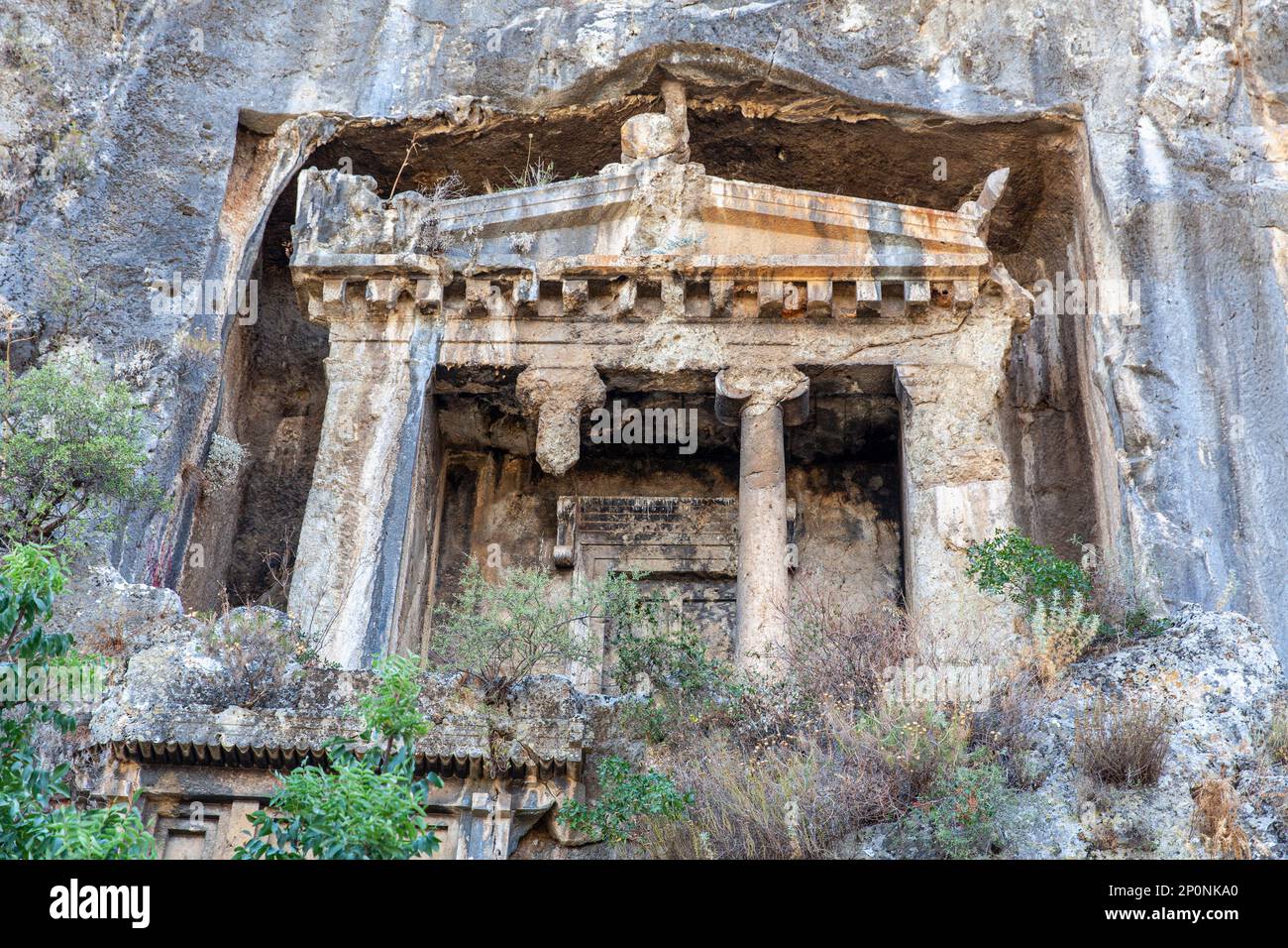 Ancient rock tombs and sarcophagi in Telmessos city, Fethiye, Mugla ...