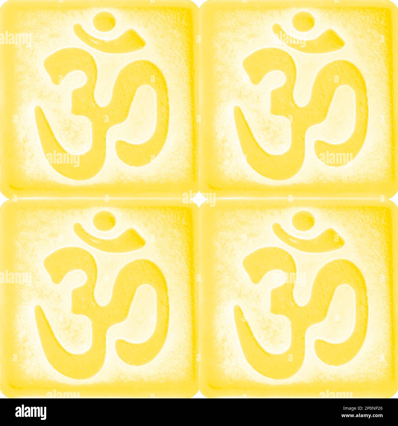 seamless background made of square tiles with sign Aum Stock Photo - Alamy