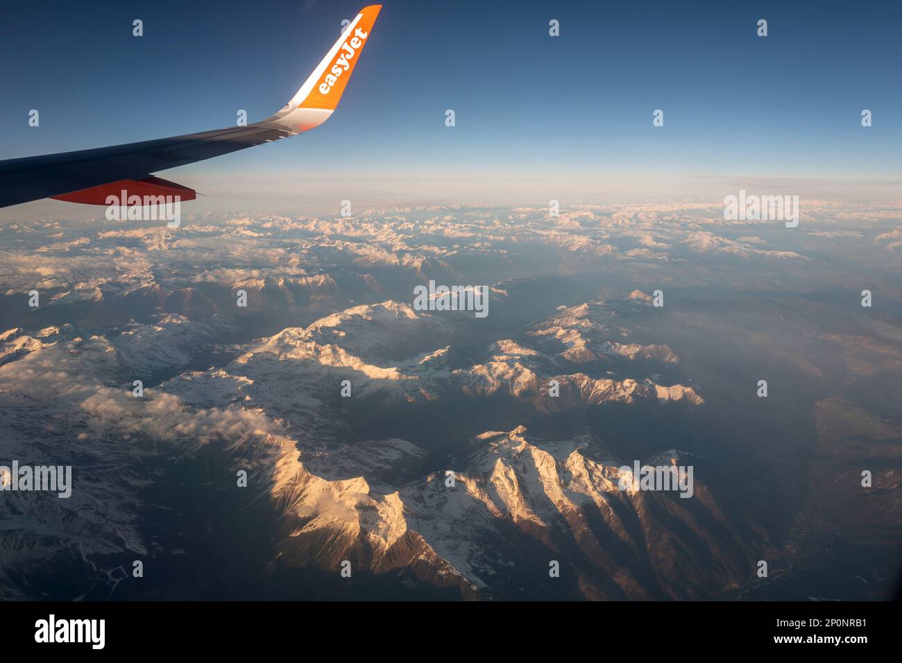 Europe, February 28th 2023: View from a plane window flying over Europe ...