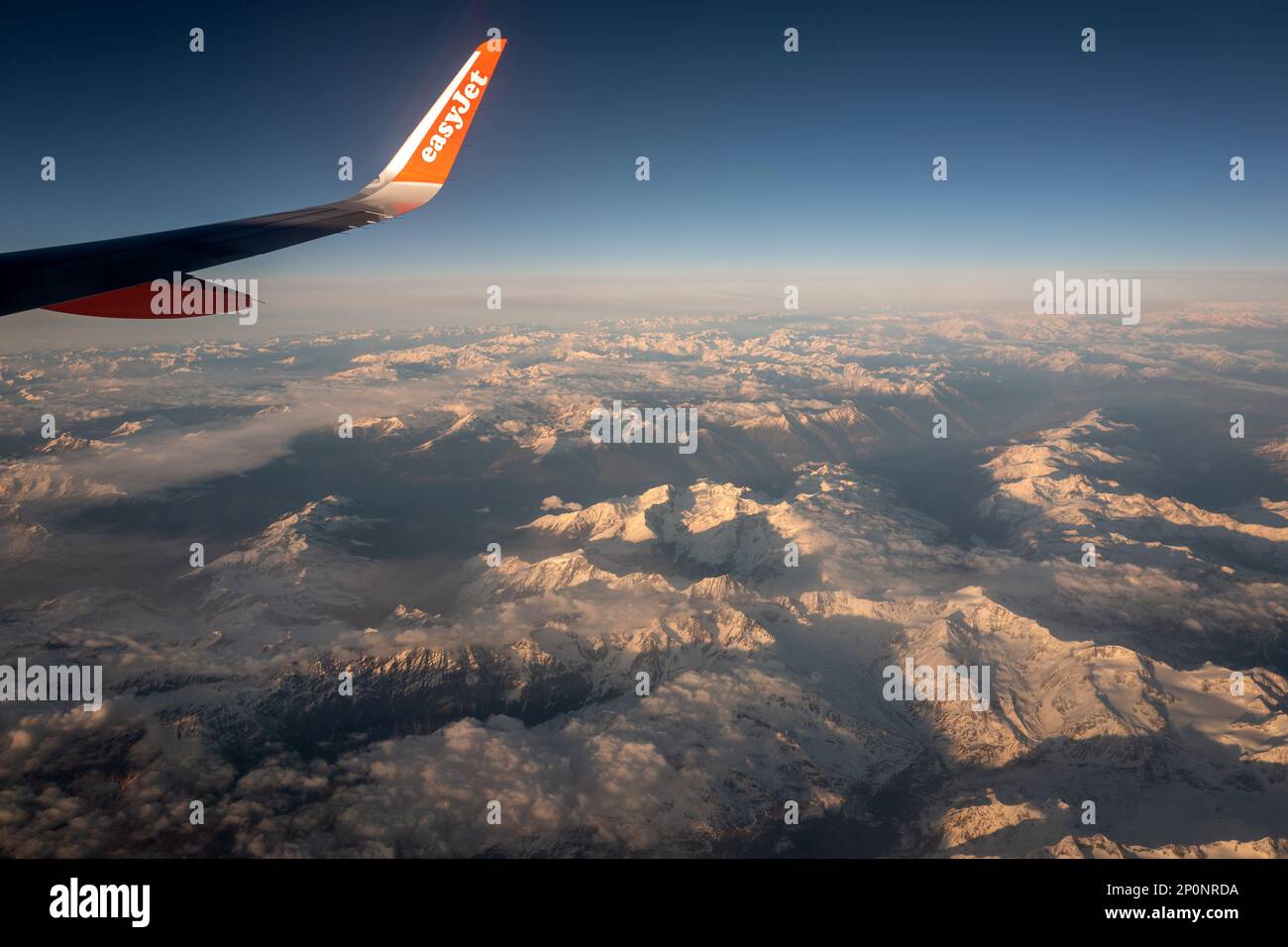Europe, February 28th 2023: View from a plane window flying over Europe ...