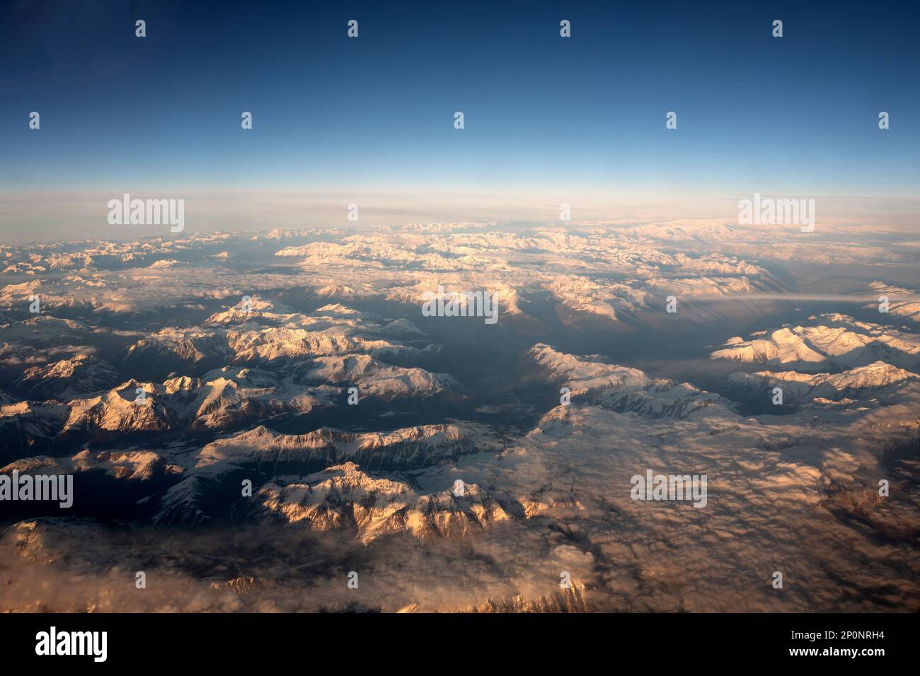 Europe, February 28th 2023: View from a plane window flying over Europe ...