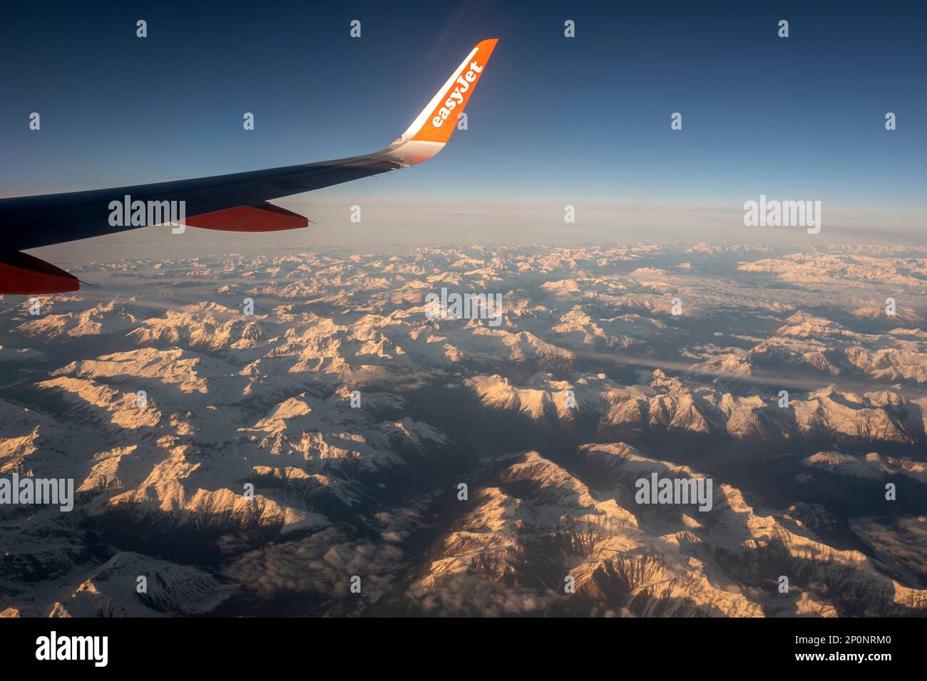 Europe, February 28th 2023: View from a plane window flying over Europe ...