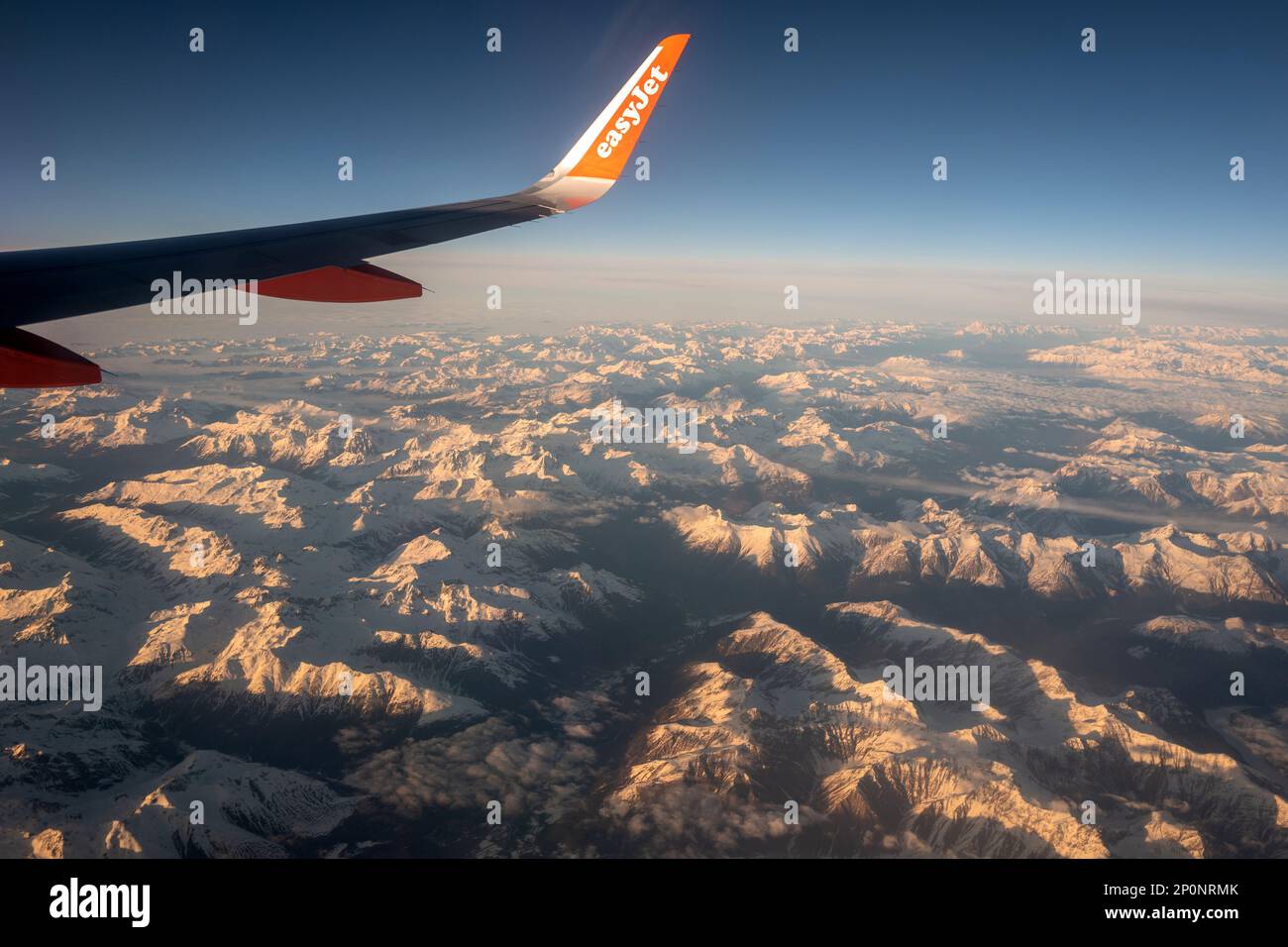 Europe, February 28th 2023: View from a plane window flying over Europe ...