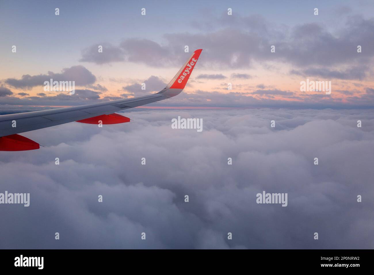 Europe, February 28th 2023: View from a plane window flying over Europe ...
