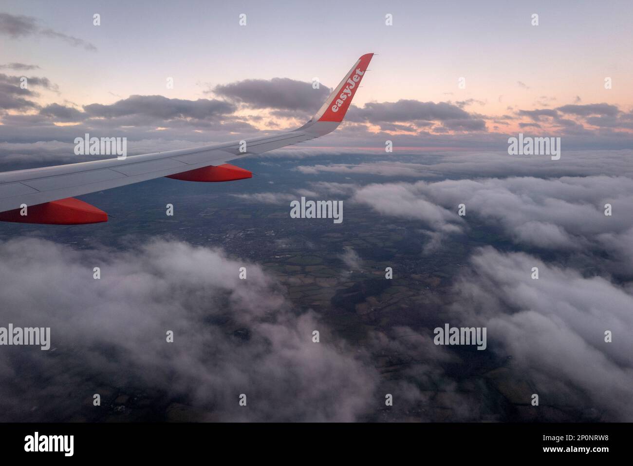Europe, February 28th 2023: View from a plane window flying over Europe ...