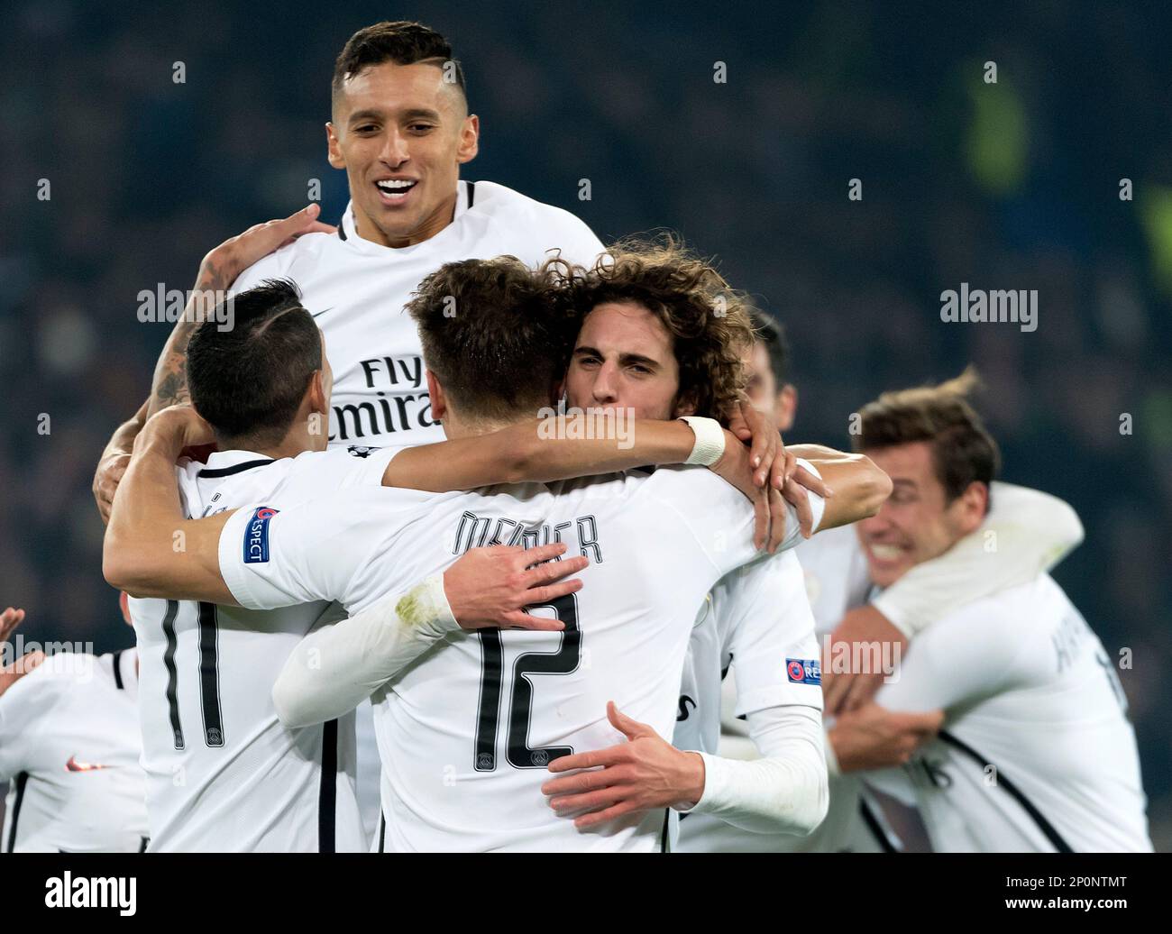 Paris Saint-Germain players celebrates scoring during the Champions ...