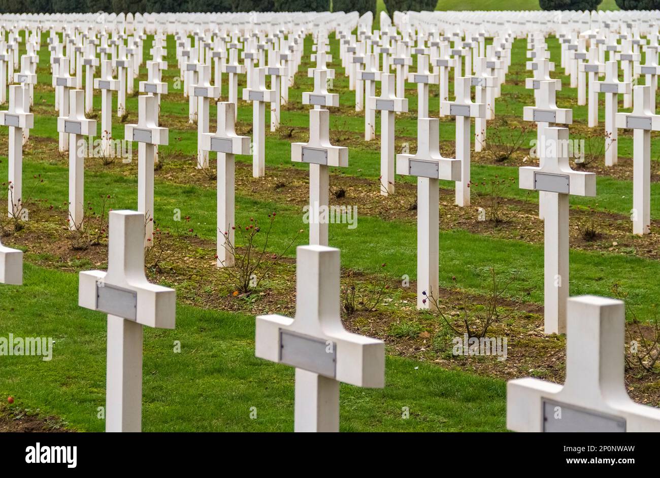 Lots of roods around the Douaumont Ossuary, a memorial located near ...