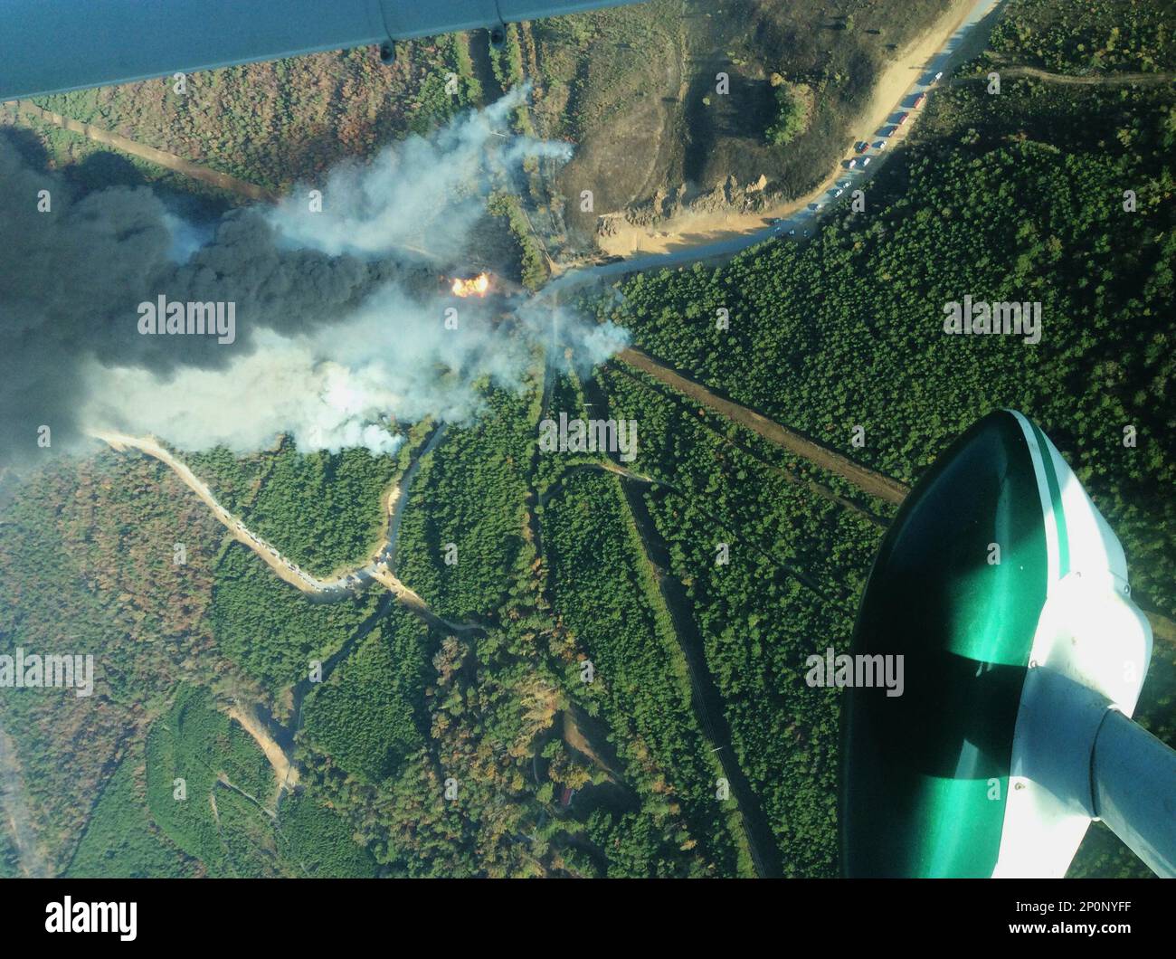 This photo provided by the Alabama Forestry Commission shows a fire ...