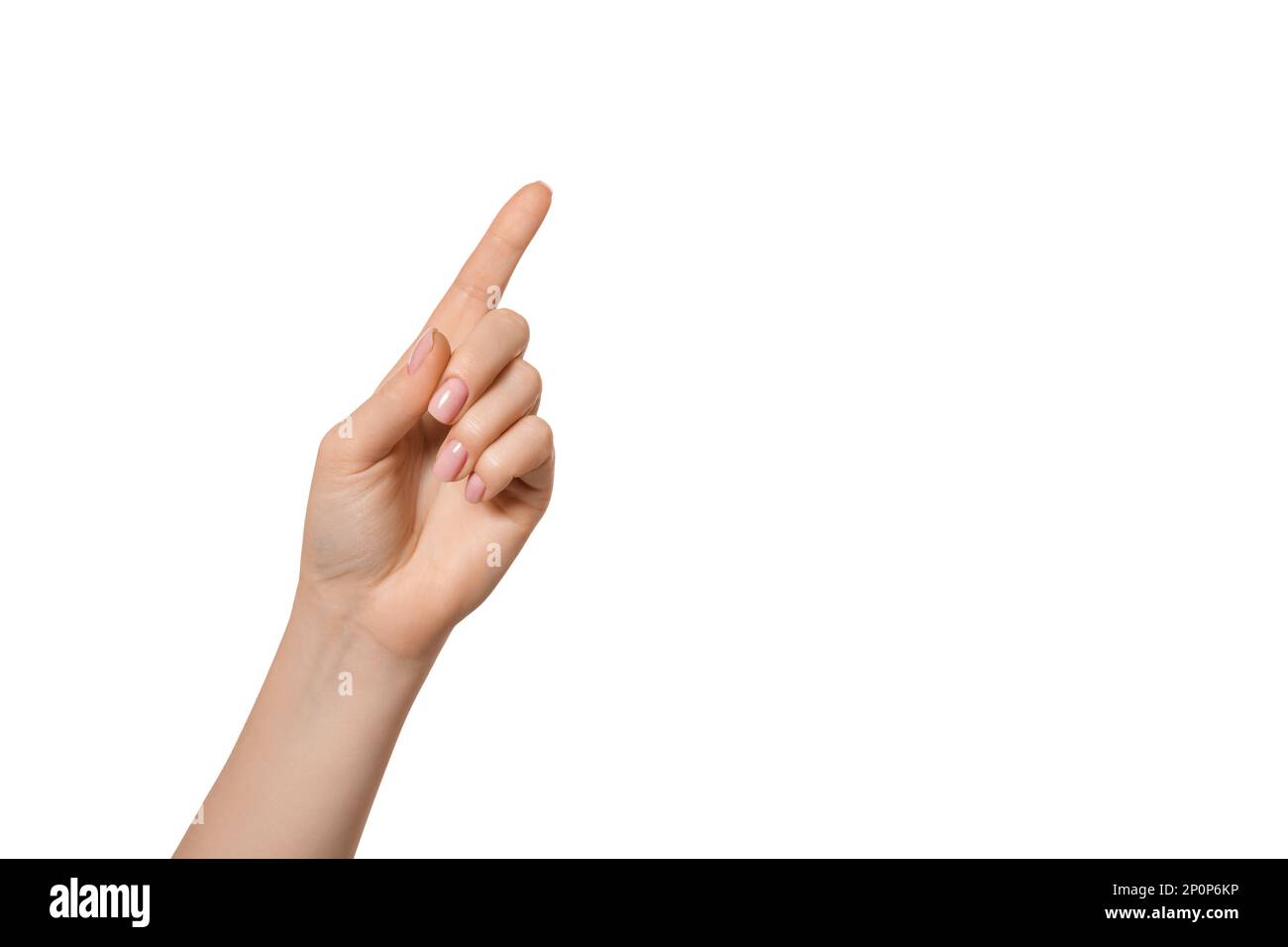 The empty hand is clicking or pointing with the index finger. Isolated ...