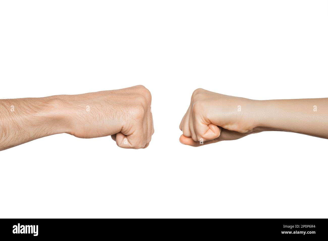 Man's and woman's fists near each other, about to fist bump. Fight ...