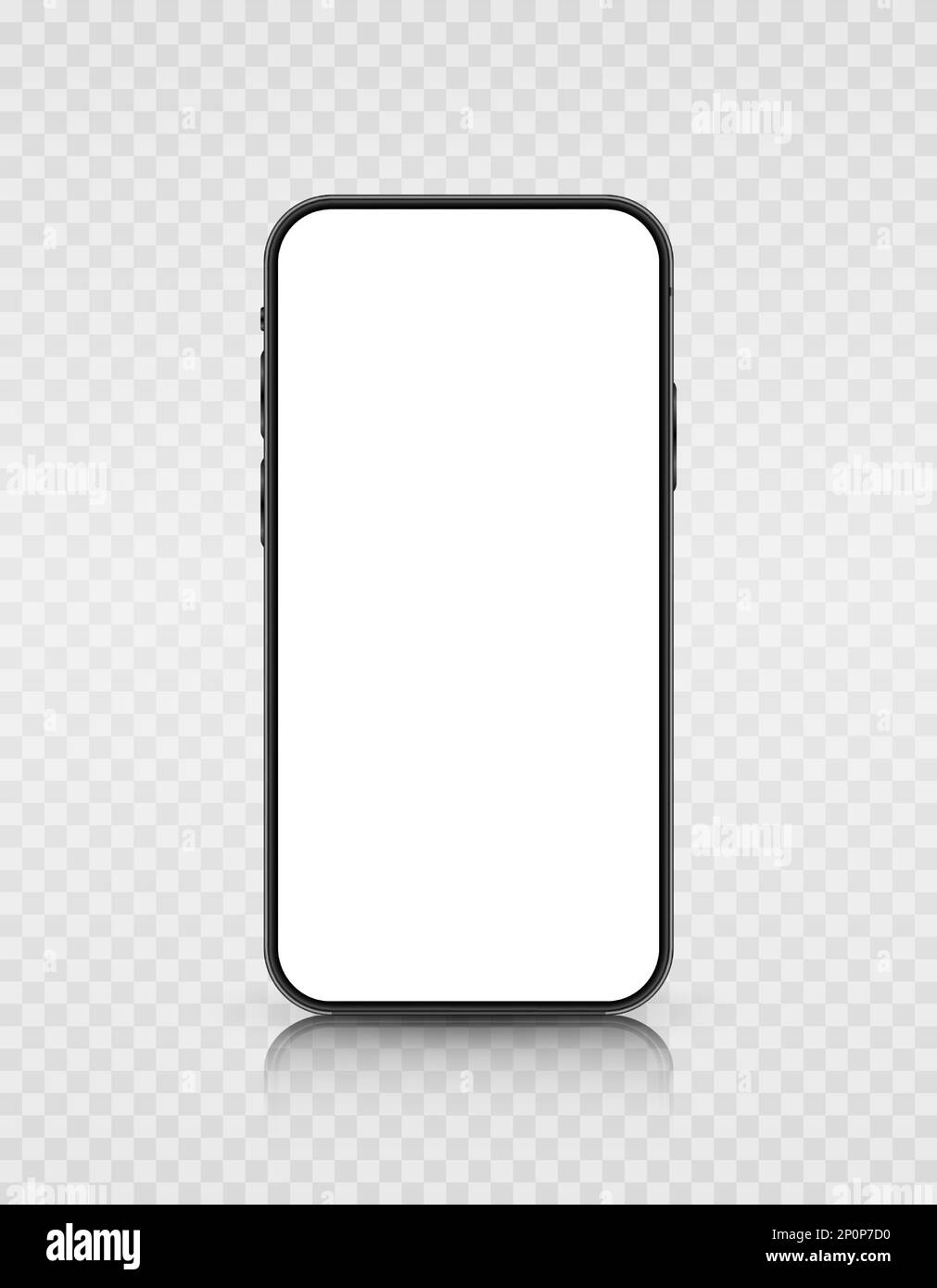 A mock-up of a smartphone with a white screen. Realistic 3D mobile ...