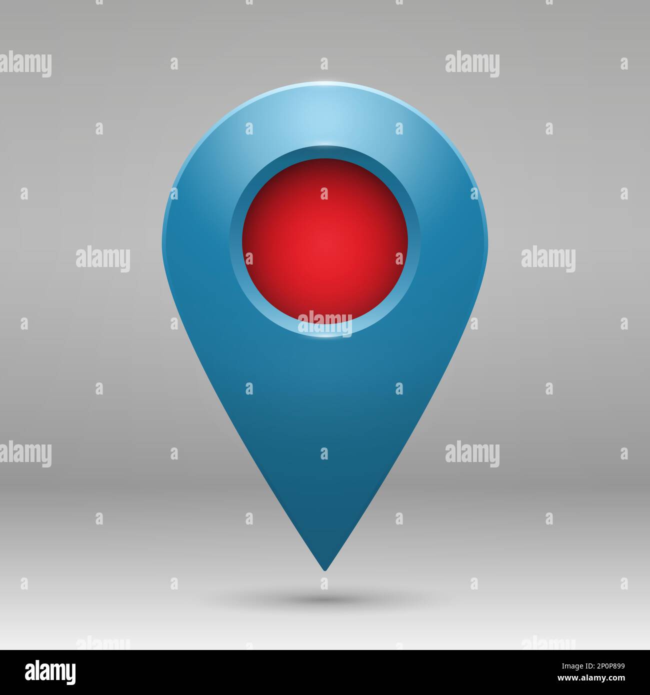 The geolocation icon is blue with highlights and shadows on a gray ...