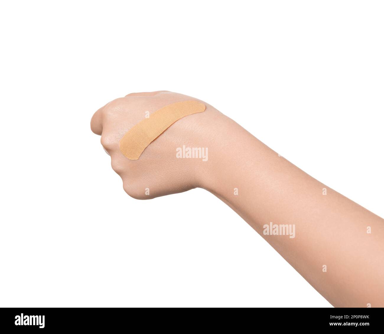Woman's hand with a band-aid on her arm, isolate Stock Photo - Alamy
