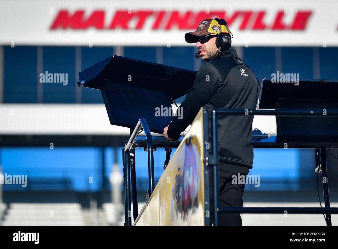 Adam Stevens, crew chief for Kyle Busch, during practice for the NASCAR ...