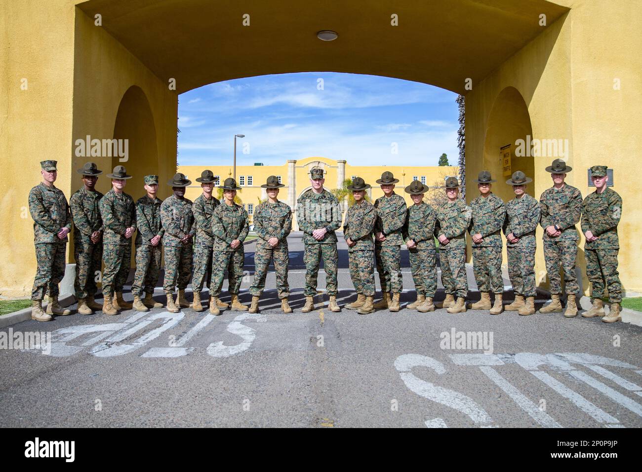 U.S. Marine Corps Sgt. Maj. Troy E. Black, center, Sergeant Major of the Marine Corps, poses for ...