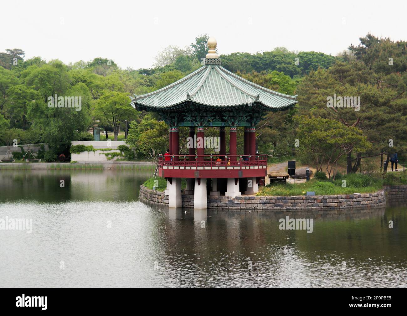 Seoul, South Korea - May 2019: Cheongjajeong Pavilion on a Pond with ...