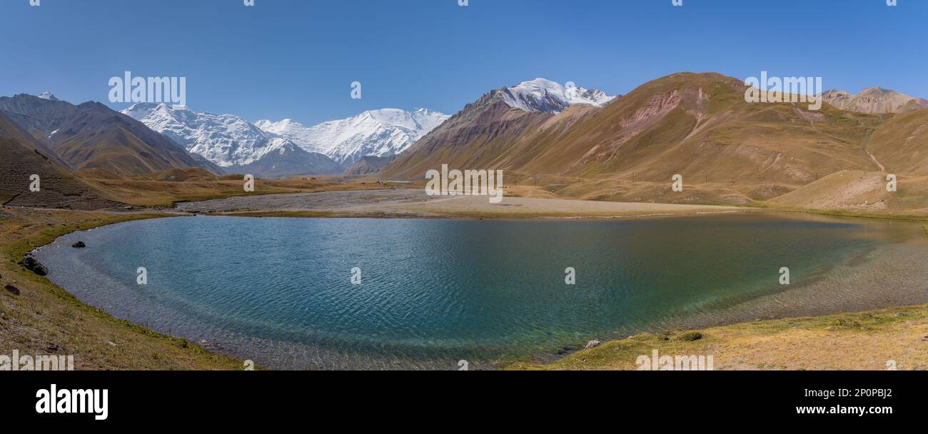 Landscape panorama near Achik Tash base camp of Lenin Peak in Trans ...