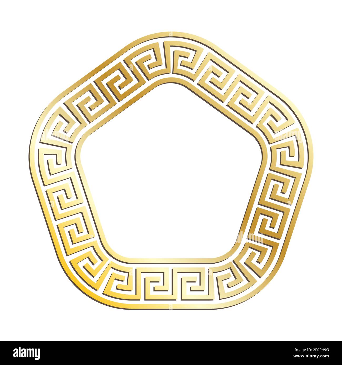 Golden Greek pentagonal frames for decorative headers. Golden ancient ...