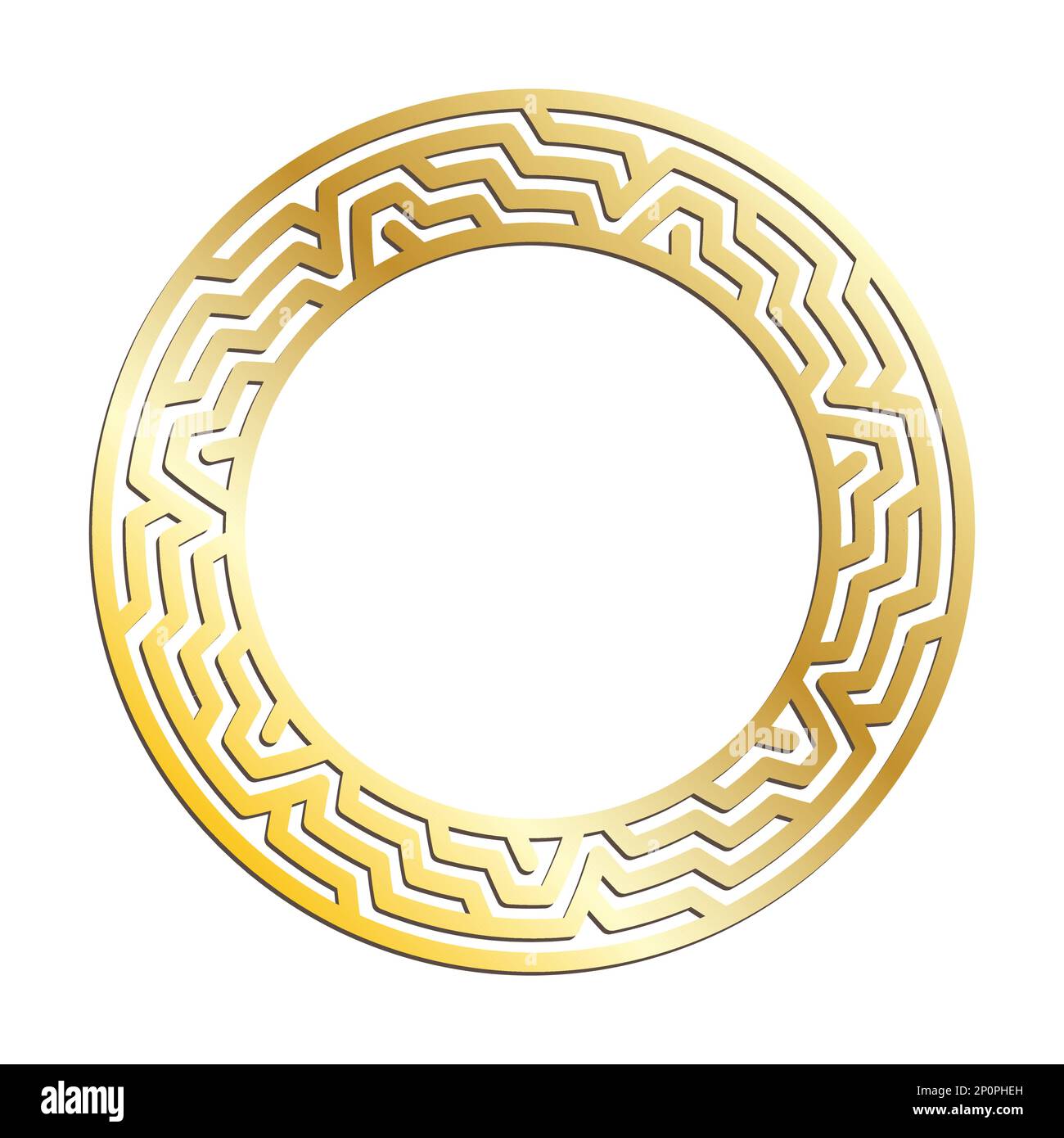 Golden LABYRINTH round frames for decorative headers. Gold metal ...