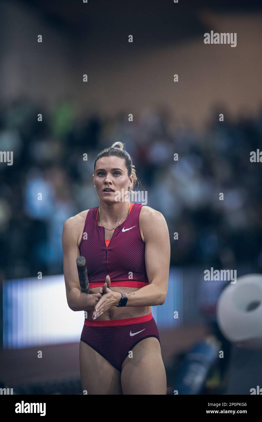 Alysha Newman participating in the Madrid Indoor Tour of Madrid 2023 ...