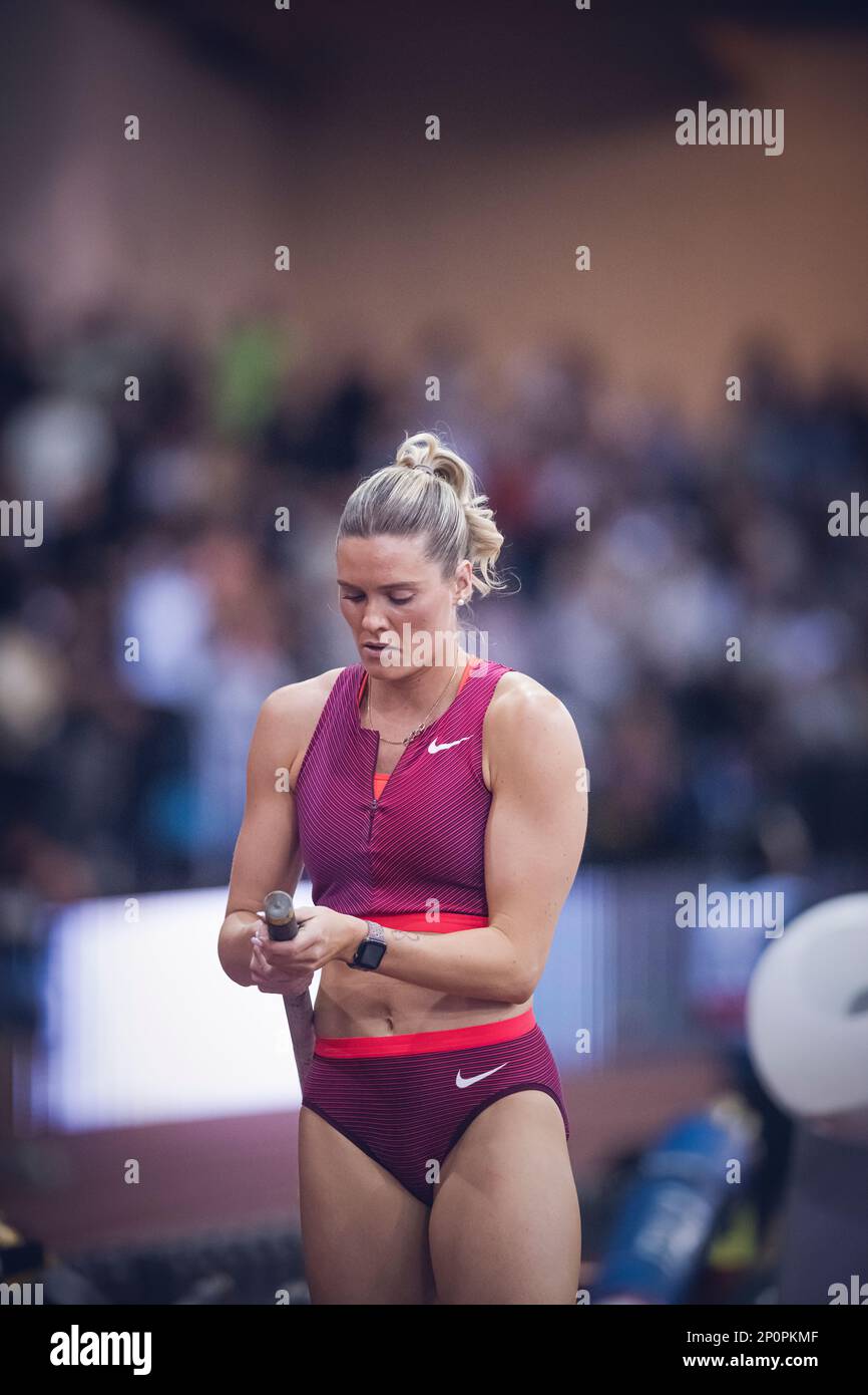 Alysha Newman participating in the Madrid Indoor Tour of Madrid 2023 ...