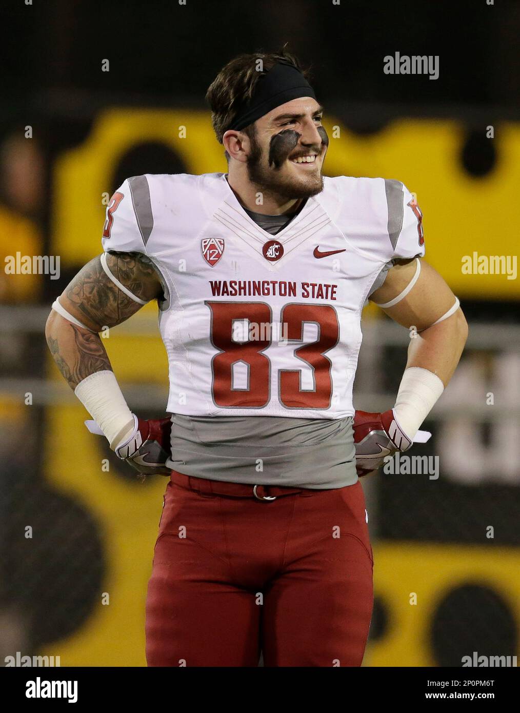 Washington State wide receiver Kaleb Fossum (83) during an NCAA college ...