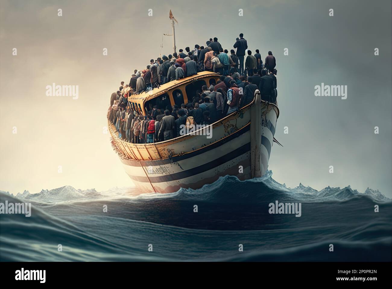 Human migration boat hi-res stock photography and images - Alamy