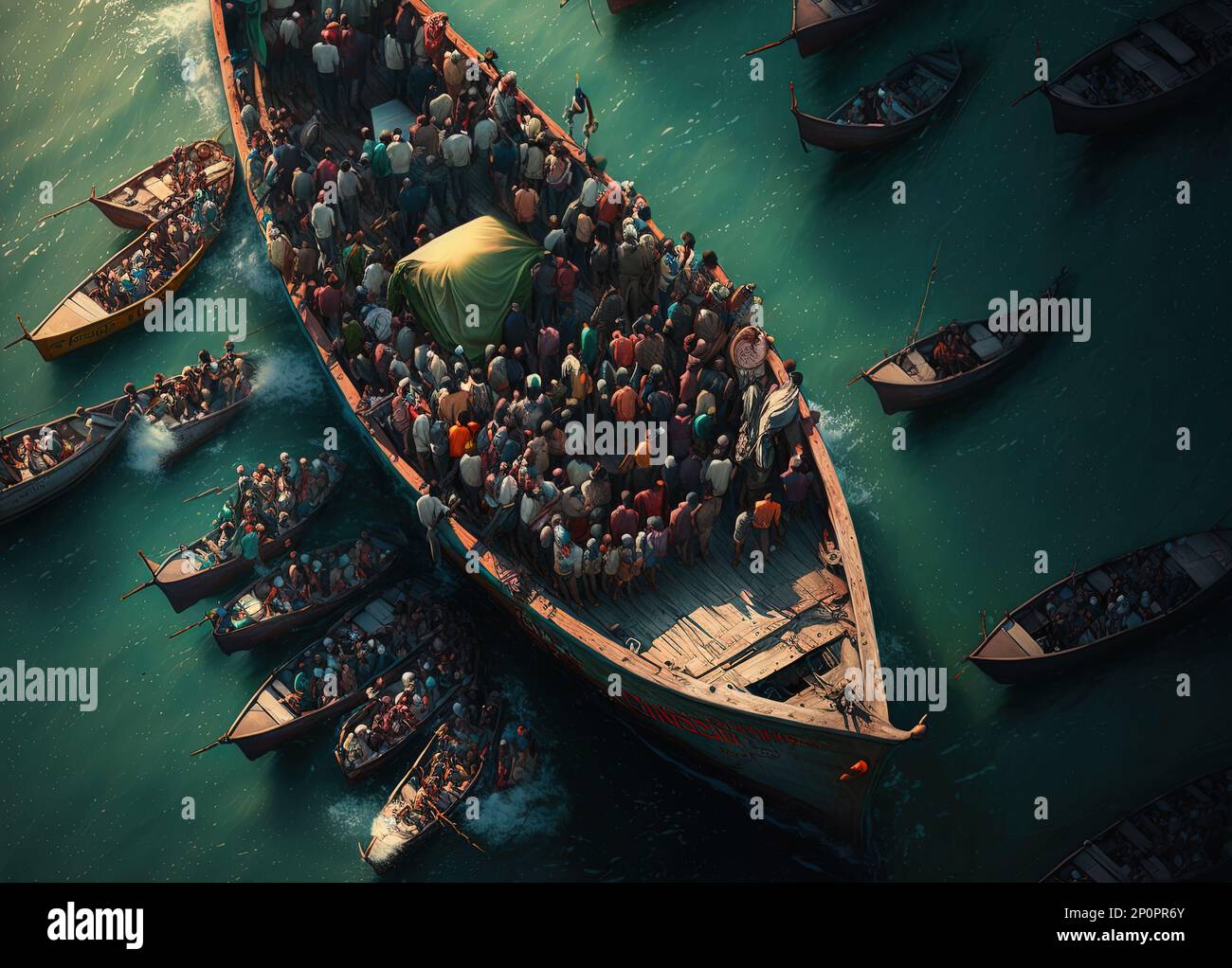 Human migration boat hi-res stock photography and images - Alamy