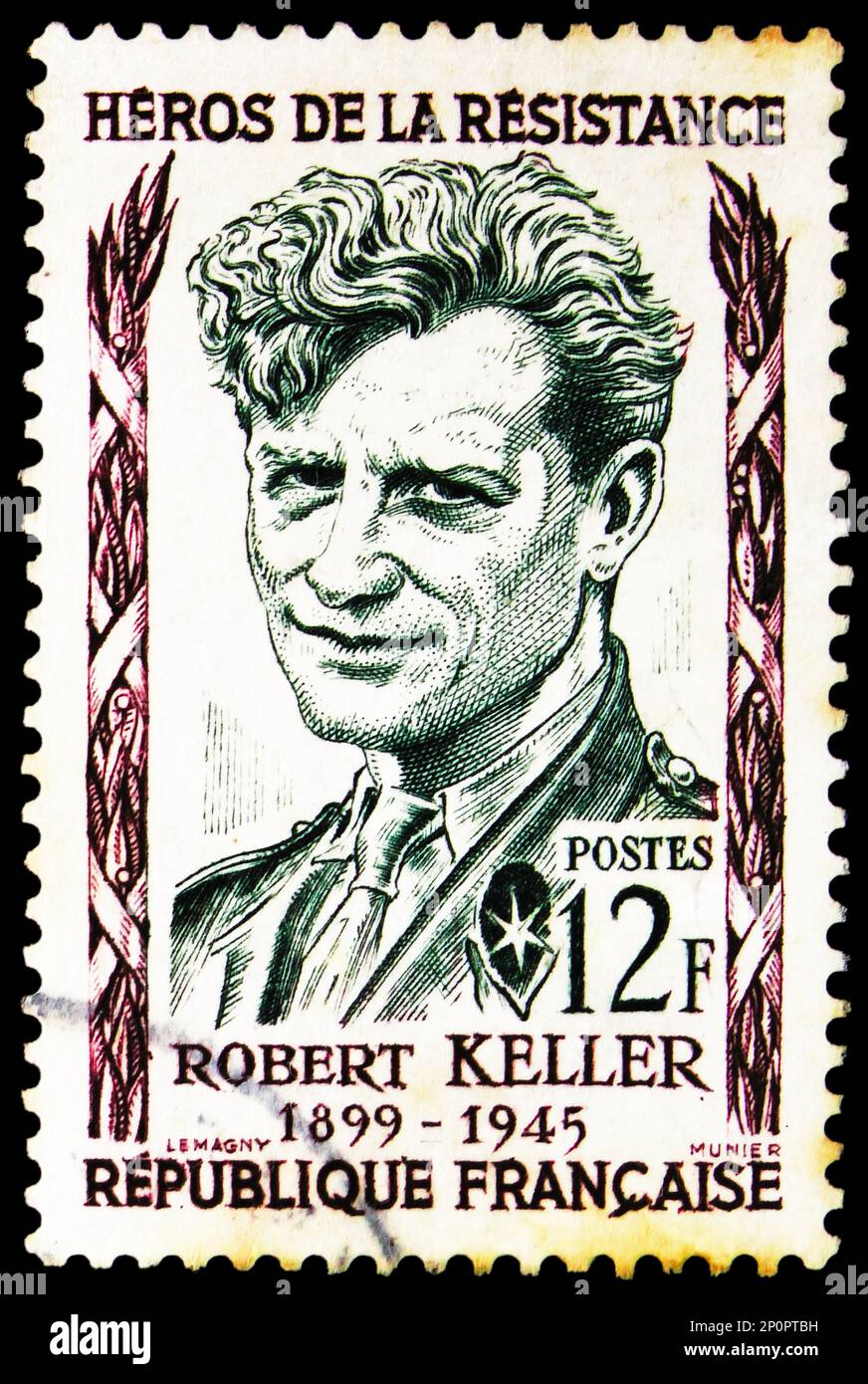 MOSCOW, RUSSIA - FEBRUARY 15, 2023: Postage stamp printed in France shows Robert Keller (1899 ...