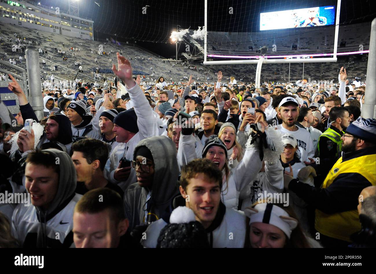 22 October 2016: Penn State students and fans celebrate as they leave ...