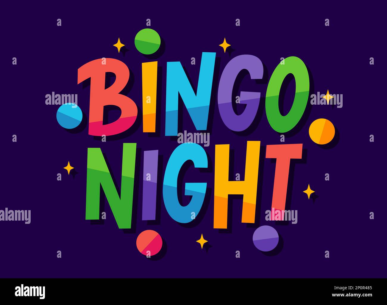 BINGO NIGHT logo with lottery balls and stars. Bingo game. Vector ...