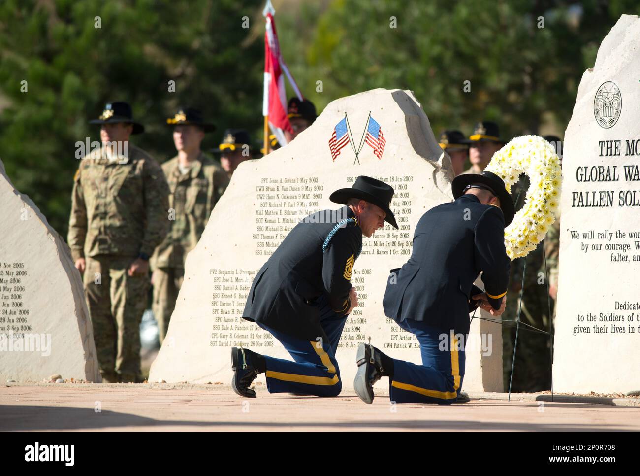 Command Sgt. Maj. Joshua Carswell, left, and Lt. Col. Ryan Seagreaves ...