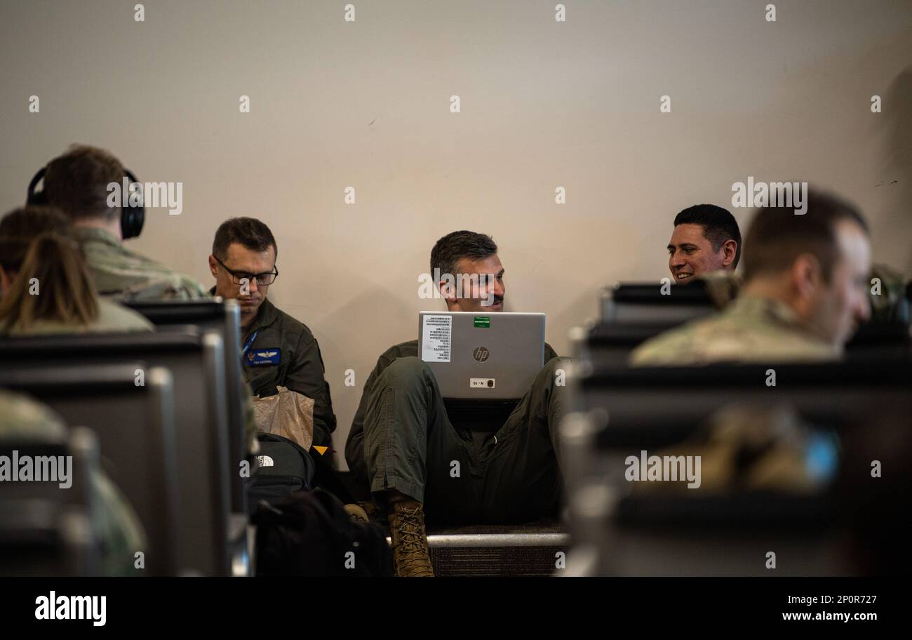 U.S. Air Force Airmen, assigned to the 23rd Wing, prepare to depart at ...