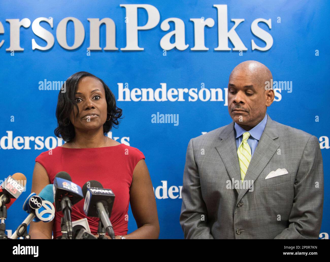 In this Sept. 22, 2016 photo, attorney Rhonda Crawford stands alongside ...
