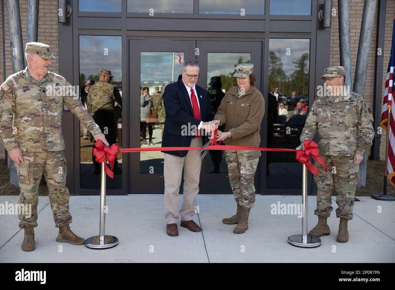 Mayor of Foley Ralph Hellmich (left center) and Alabama National Guard ...