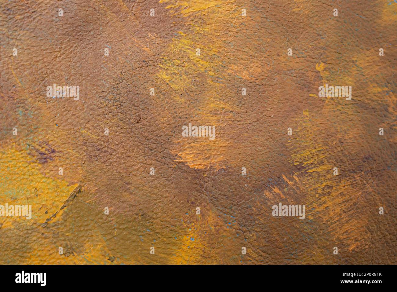 Orange and purple colors smudged on leather texture, abstract autumn ...
