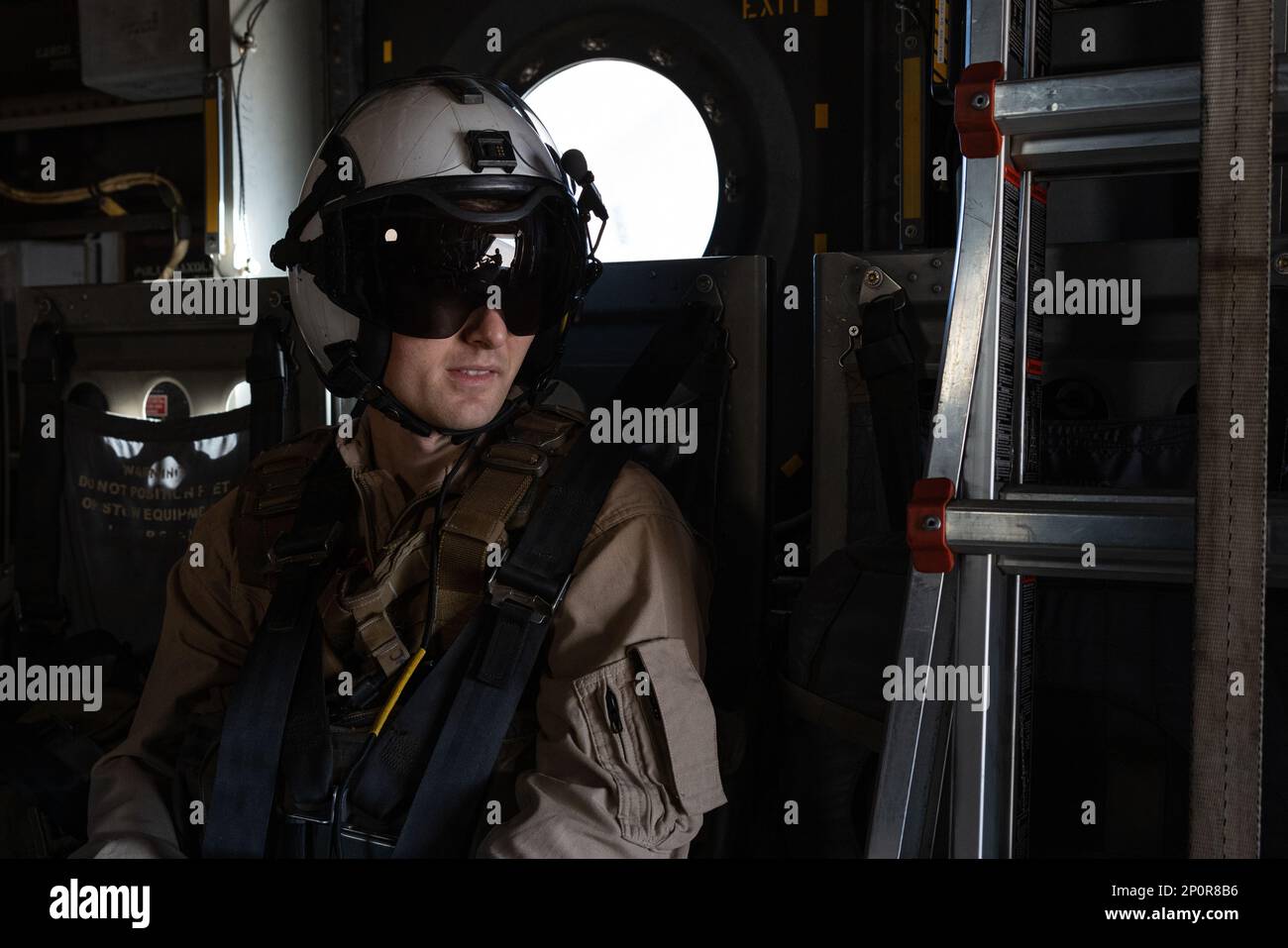 U.S. Marine Corps Cpl. Samuel Jones, an MV-22B Osprey crew chief with ...