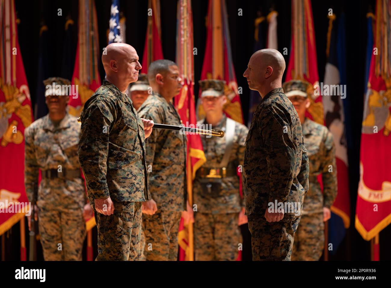 U.S. Marine Corps Sgt. Maj. David A. Wilson, right, incoming II Marine ...