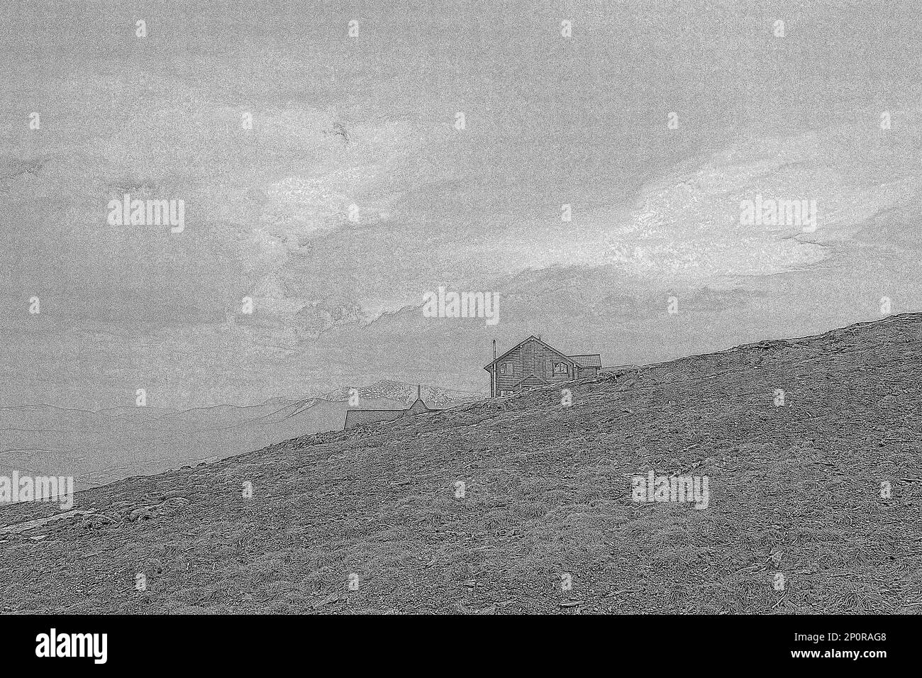 Wooden forest house on Black and White Stock Photos & Images - Alamy