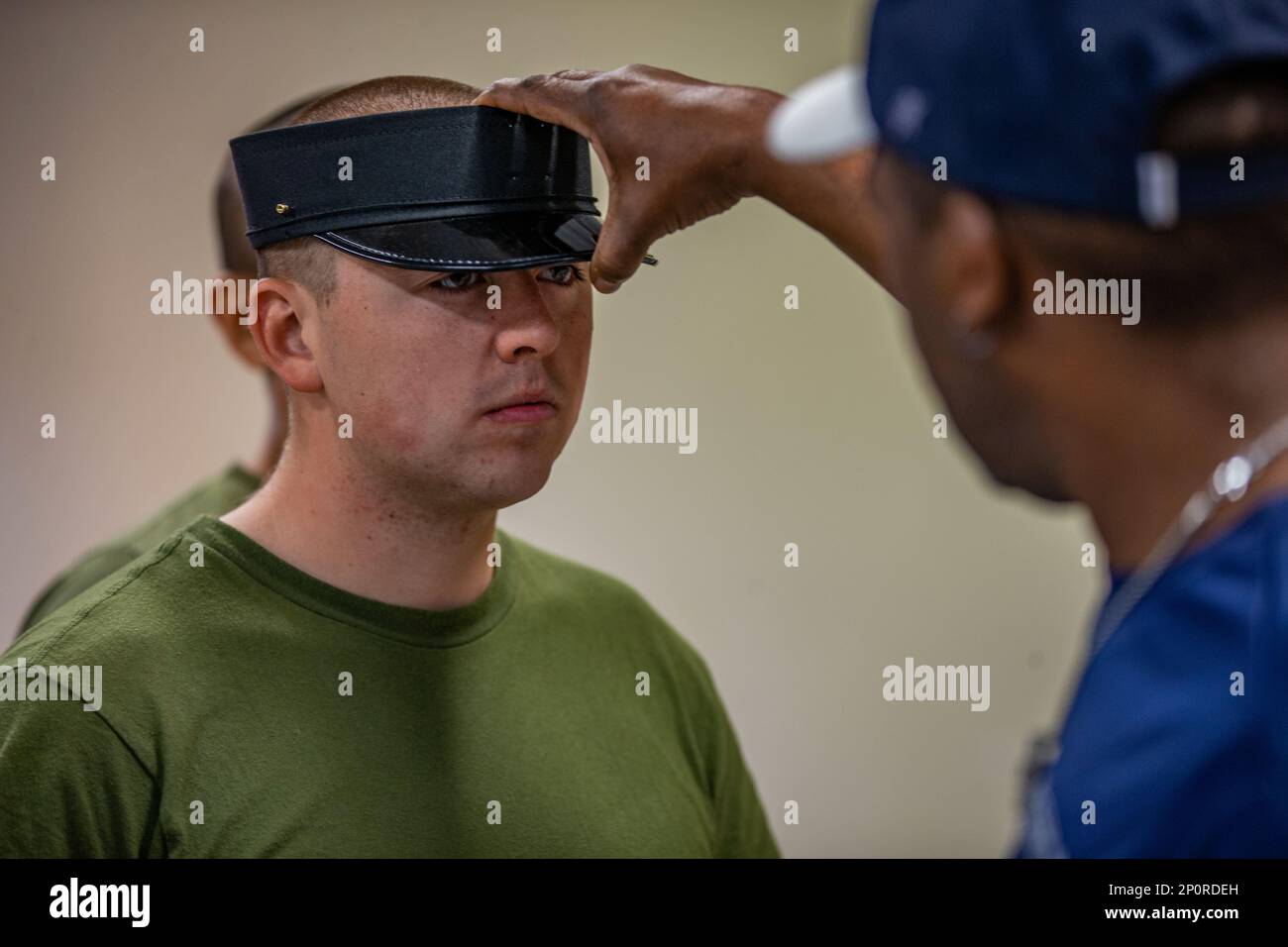 A U.S. Marine Corps recruit with Mike Company, 3rd Recruit Training ...