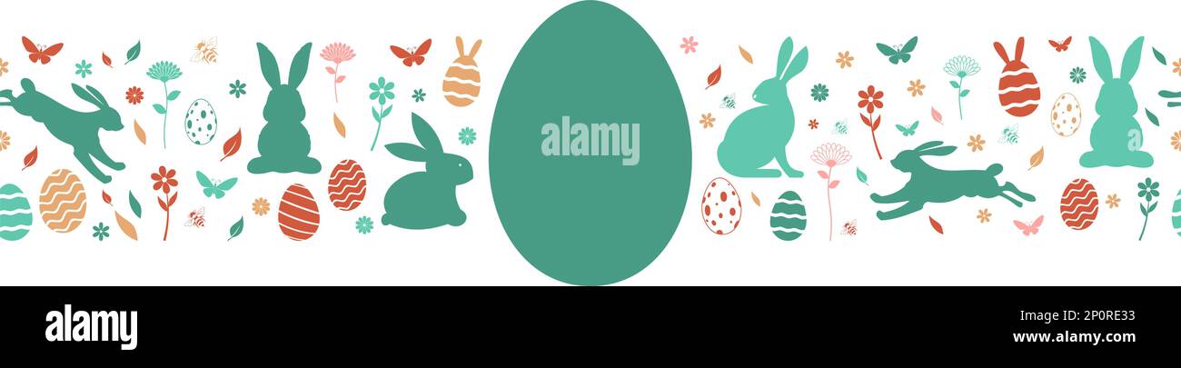 Easter Symbol Ornament with Easter bunny, Easter egg, flowers, bee ...