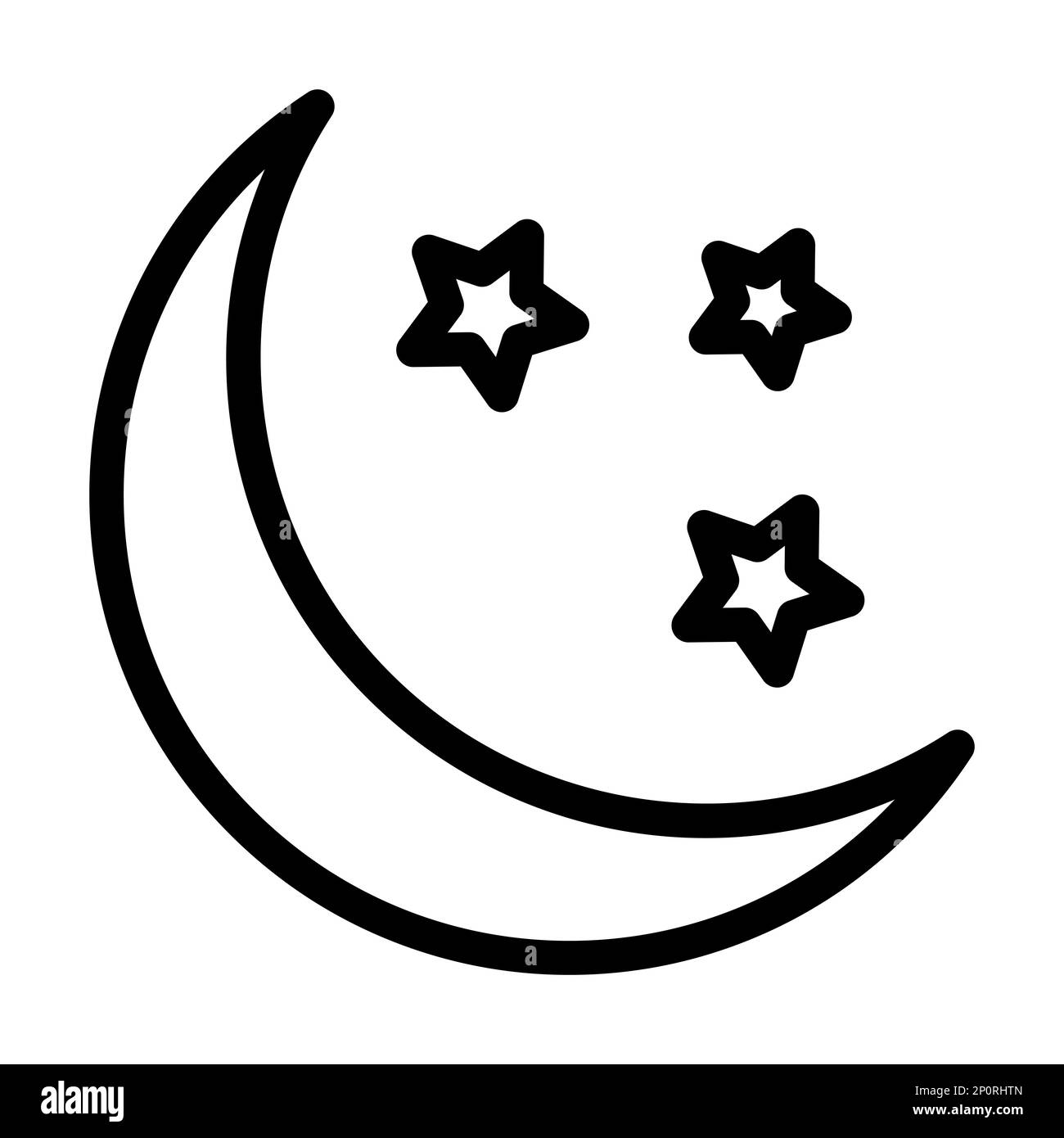 Moon and Star Vector Thick Line Icon For Personal And Commercial Use ...